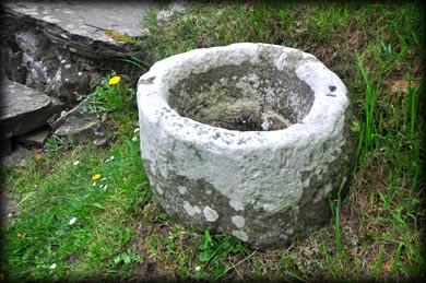 Knock Stone Cross, Font and Bullaun Stone, Meath